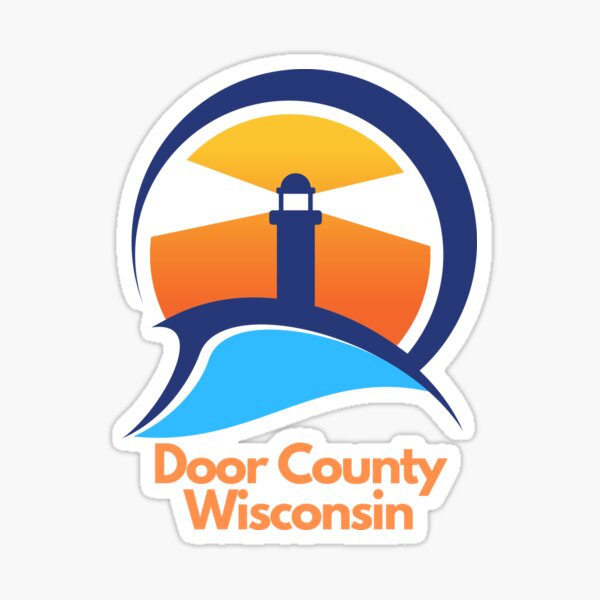 "Door County Wisconsin Lighthouse Orange Blue Sunset Wave Graphic ...