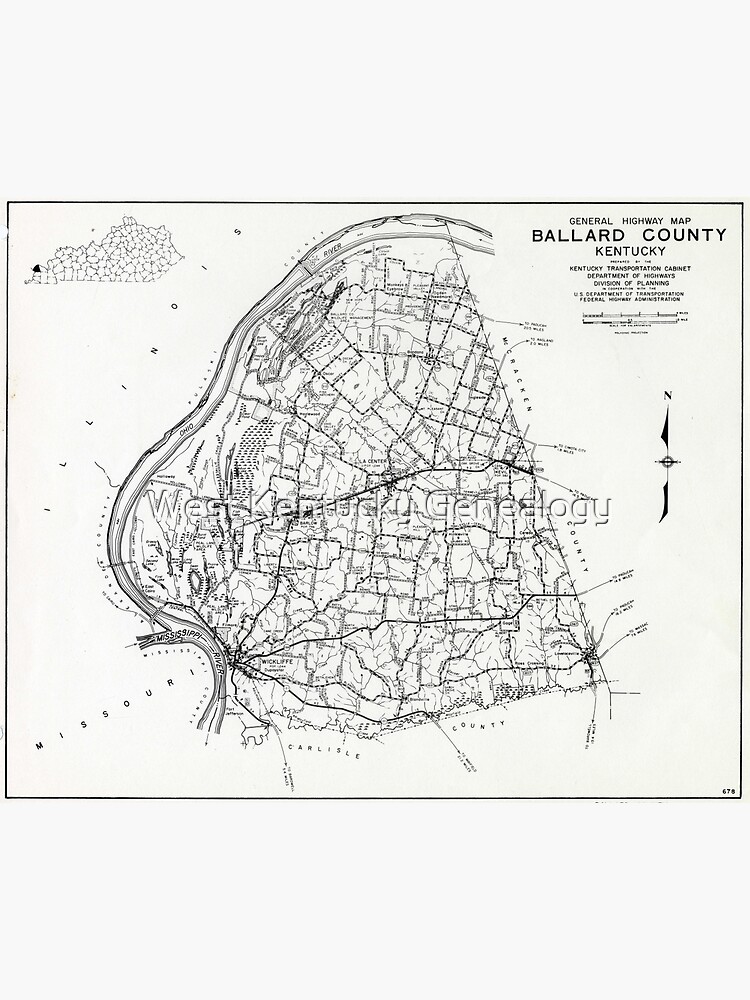 "Ballard County, Kentucky Map" Photographic Print by westkygenealogy ...