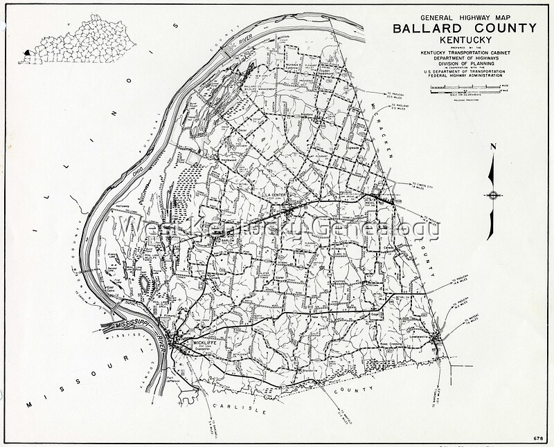"Ballard County, Kentucky Map" by WEST KENTUCKY GENEALOGY | Redbubble