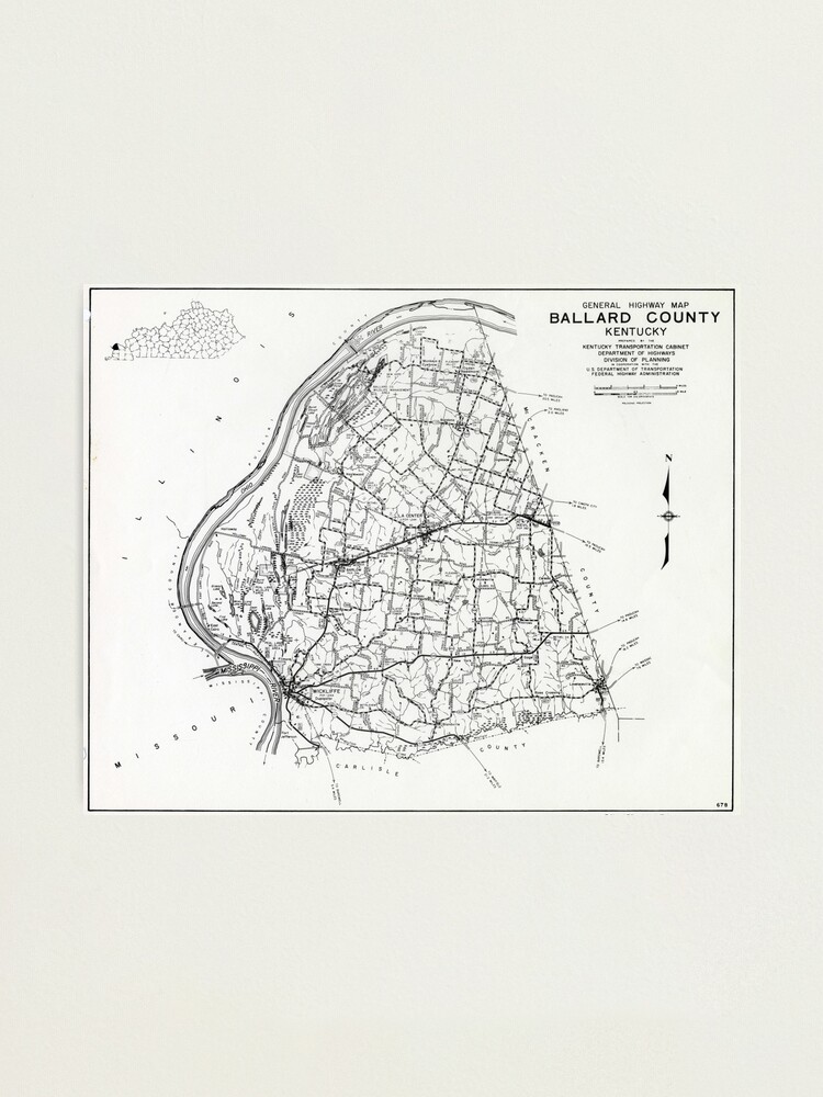 "Ballard County, Kentucky Map" Photographic Print by westkygenealogy ...