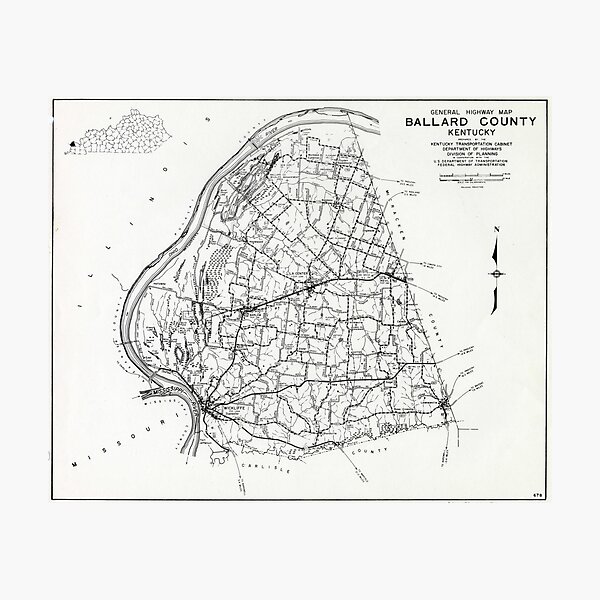 "Ballard County, Kentucky Map" Photographic Print by westkygenealogy ...