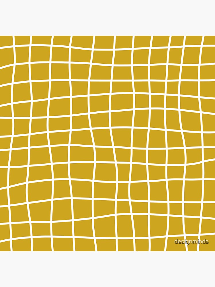 "Hand Drawn Grid (white/mustard yellow)" Sticker by designminds | Redbubble