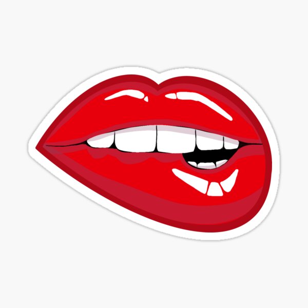 "Red biting lip emoji" Sticker for Sale by SHMITEnZ | Redbubble