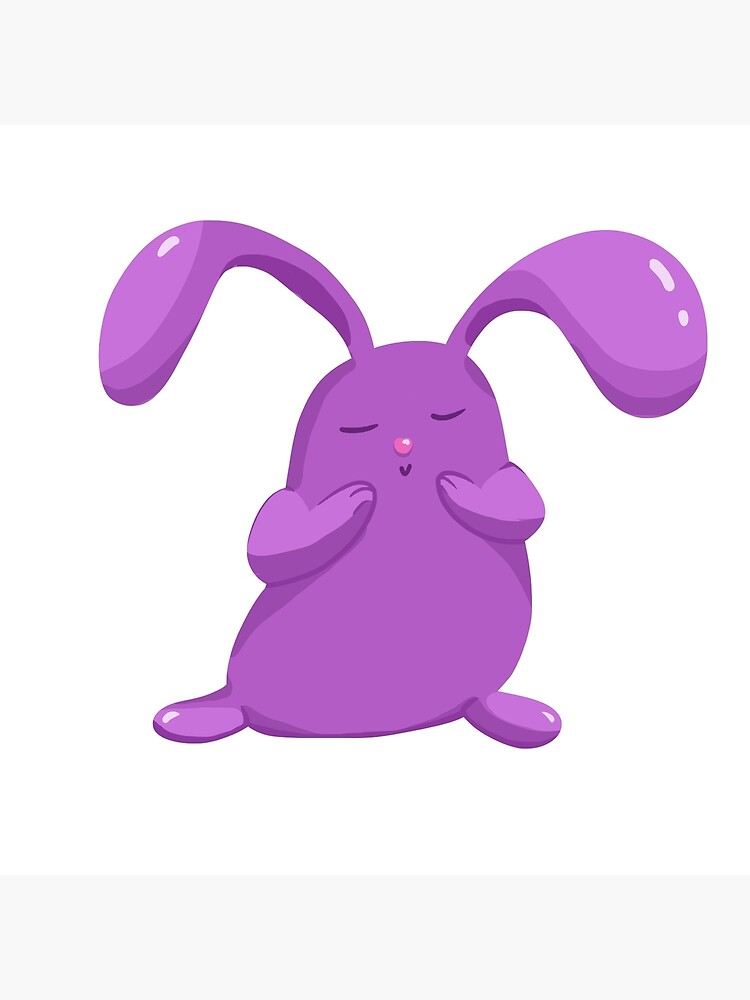 Poster « Lapin violet visage timide icône illustration de dessin animé ...