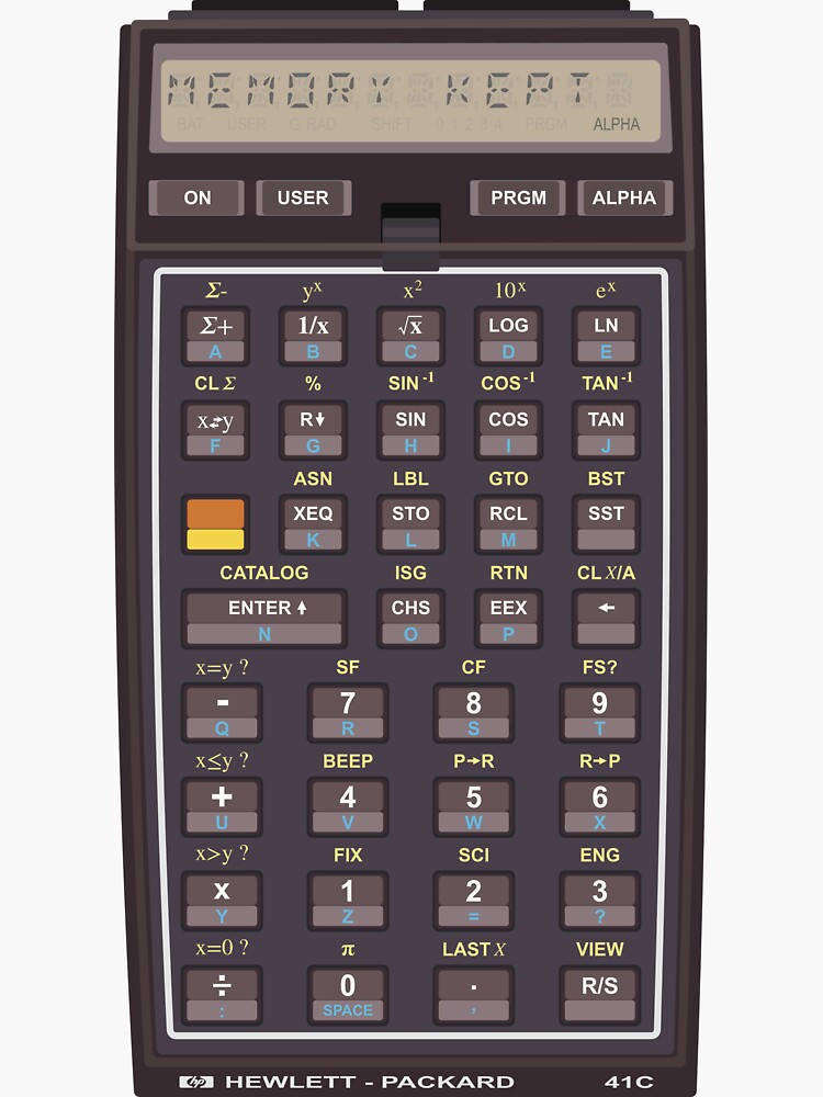 "Iconic HP-41C Calculator (Memory is not lost)" Sticker for Sale by ...