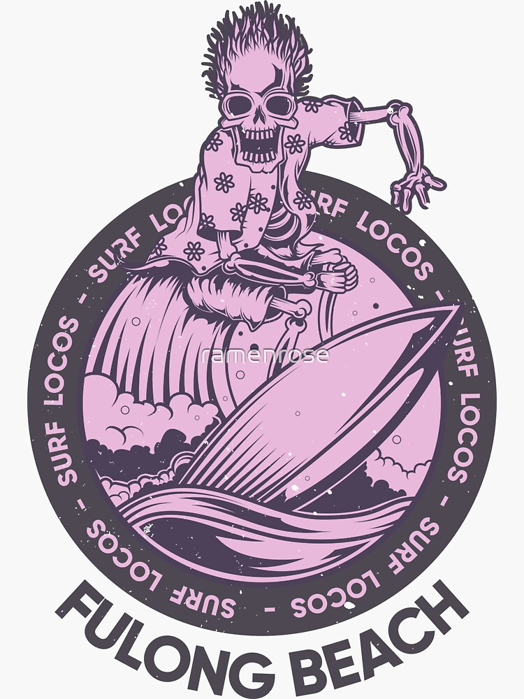 "Surf Locos, Fulong Beach Taiwan" Sticker by ramenrose | Redbubble
