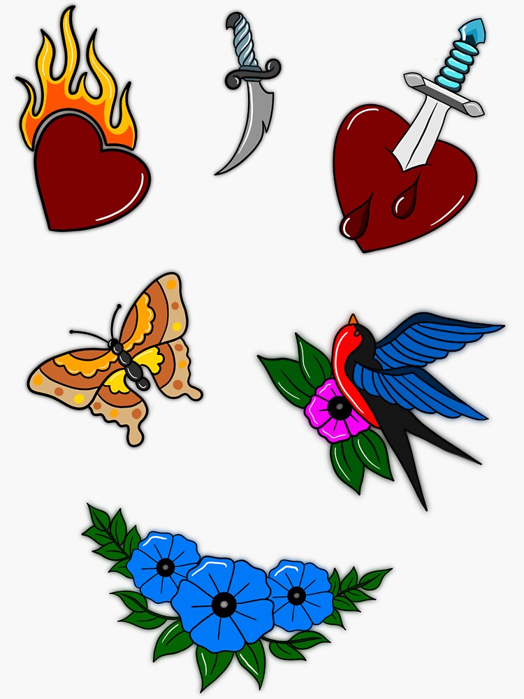 "Tattoo sticker pack" Sticker by erafl0yd | Redbubble