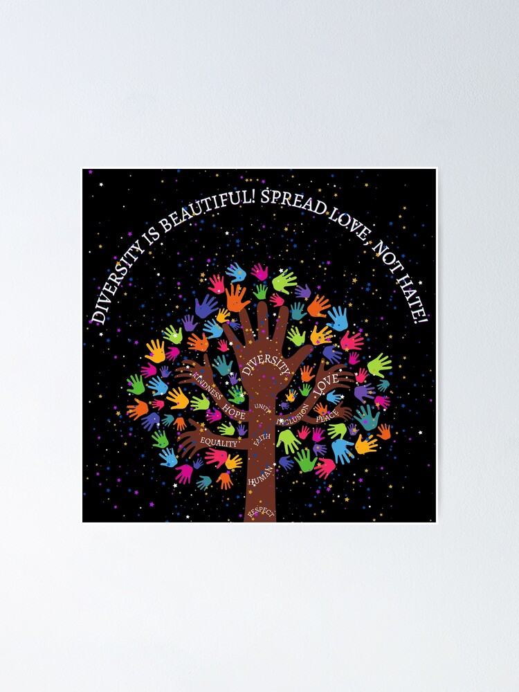 "Diversity is Beautiful! Spread Love, Not Hate (Diversity Tree)" Poster ...