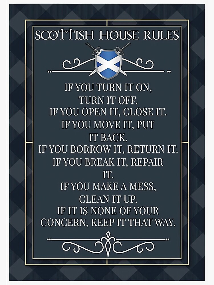 "Scottish House Rules Poster" Art Print for Sale by Bartolomej-1 ...