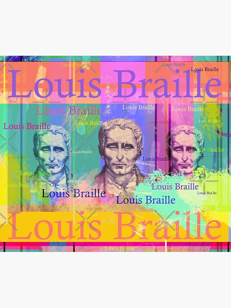 "beautiful Louis Braille portrait, aesthetic collage with famous people ...