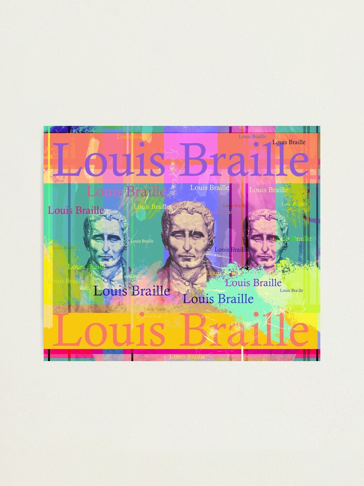 "beautiful Louis Braille portrait, aesthetic collage with famous people ...