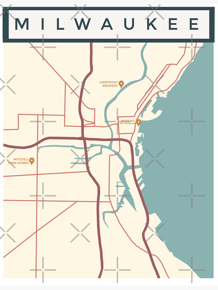 "Milwaukee map" Sticker by DarBQ | Redbubble