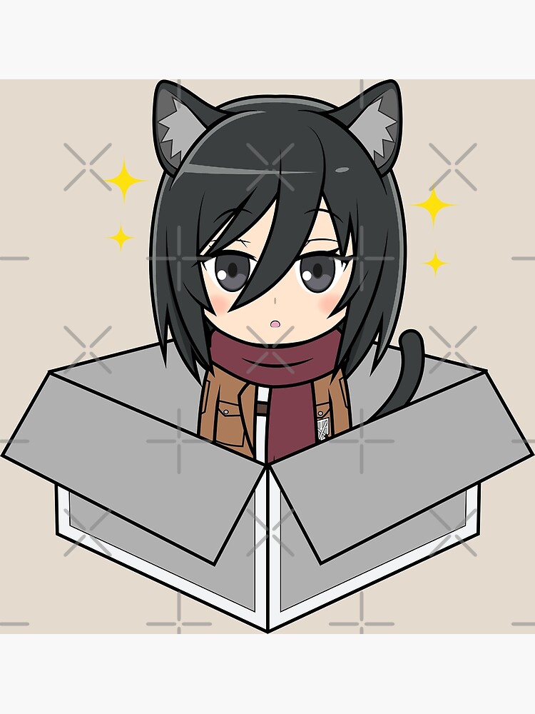 "Chibi Cat Mikasa in a Box" Poster for Sale by ChibiCheems | Redbubble