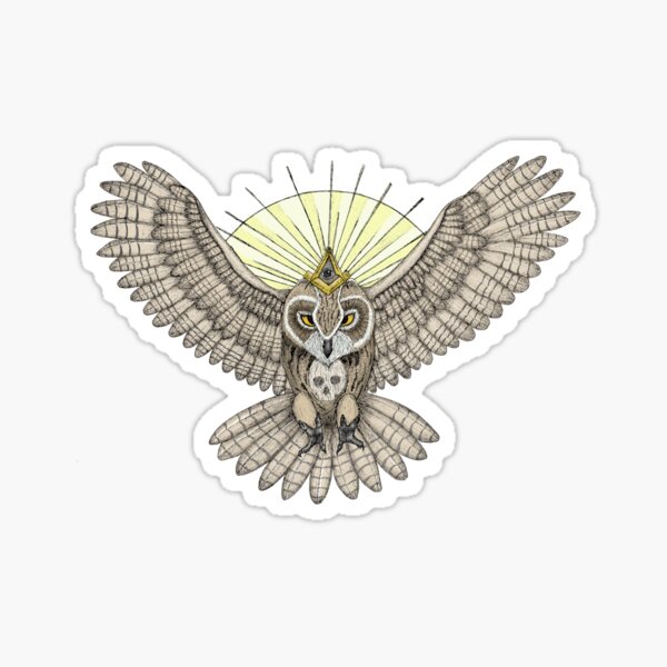 "Mason Owl with skull, rule, compass and the eye that sees everything ...