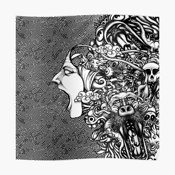 "Scream Doodles BW" Poster for Sale by fakeface | Redbubble
