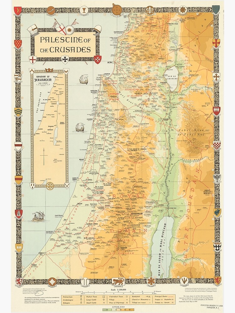 "Map of Palestine, Palestine of the Crusades (1937)" Poster for Sale by CornerGage | Redbubble