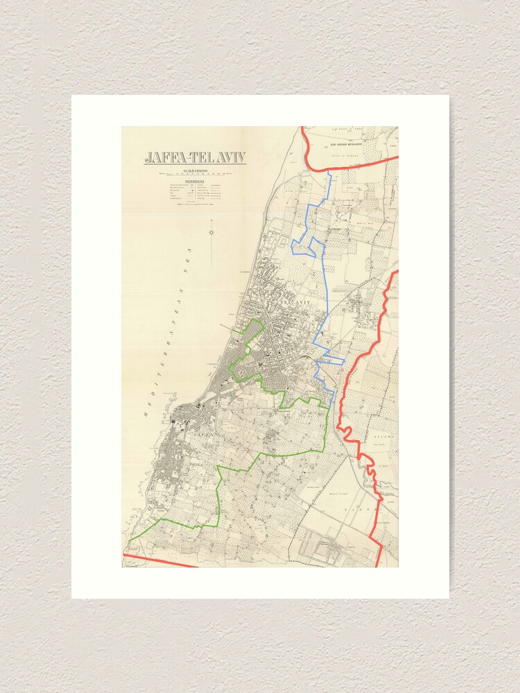 "Palestine map of Jaffa-Tel Aviv (1930)" Art Print for Sale by ...