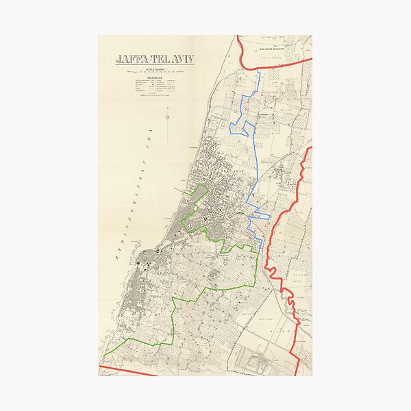 "Palestine map of Jaffa-Tel Aviv (1930)" Photographic Print by ...