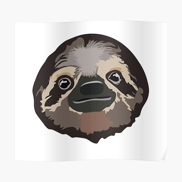 Cute Sloth Face Illustration Poster For Sale By Travelgarden Redbubble