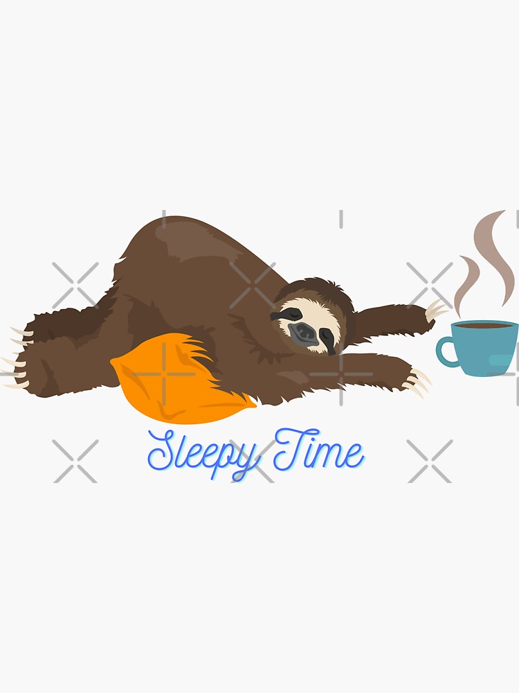"Sleepytime sloth with cup of tea/coffee" Sticker by CaitU | Redbubble