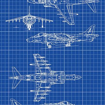 "Blueprint of Hawker Siddeley Harrier aircraft" Photographic Print for ...