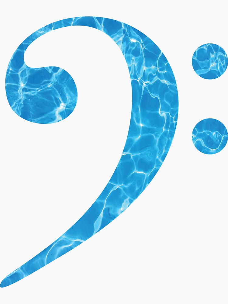 "Bass Clef-Bass Player-Bass Guitarist Watercolor Ocean Sea" Sticker for ...