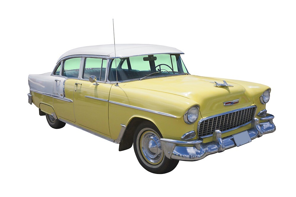 "Yellow 1955 Chevrolet Bel Air Classic Car" by KWJphotoart | Redbubble