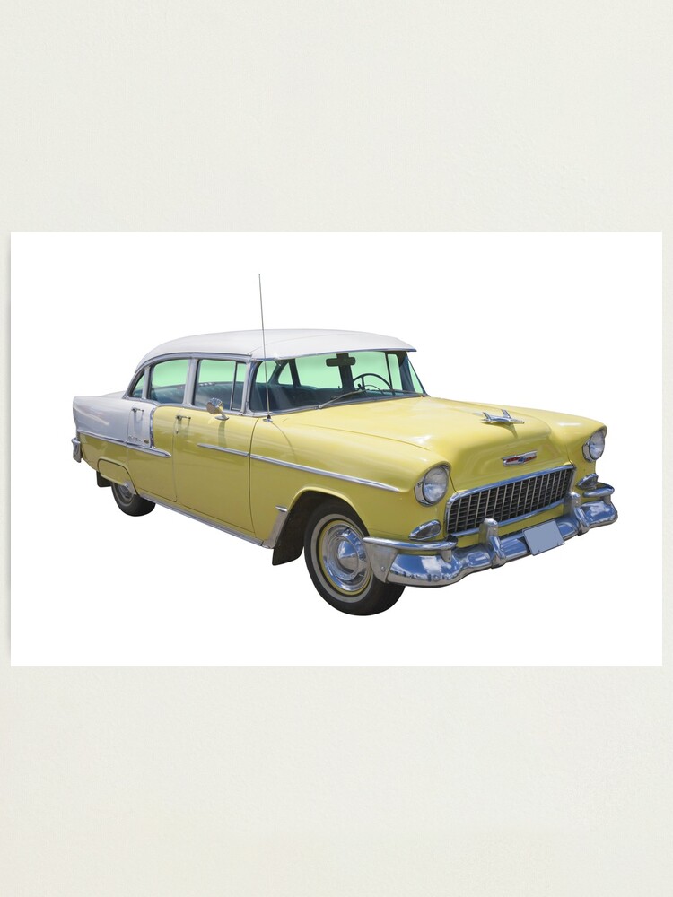 "Yellow 1955 Chevrolet Bel Air Classic Car" Photographic Print for Sale ...