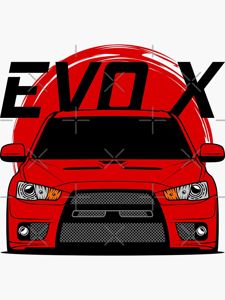 "Red EVO X" Sticker by goldentuners | Redbubble