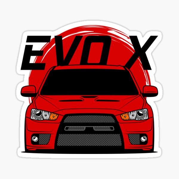 "Red EVO X" Sticker by goldentuners | Redbubble