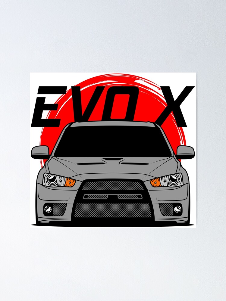 "Silver EVO X" Poster by goldentuners | Redbubble