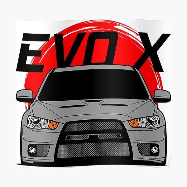 "Silver EVO X" Poster by goldentuners | Redbubble