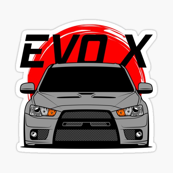 "Silver EVO X" Sticker for Sale by goldentuners | Redbubble
