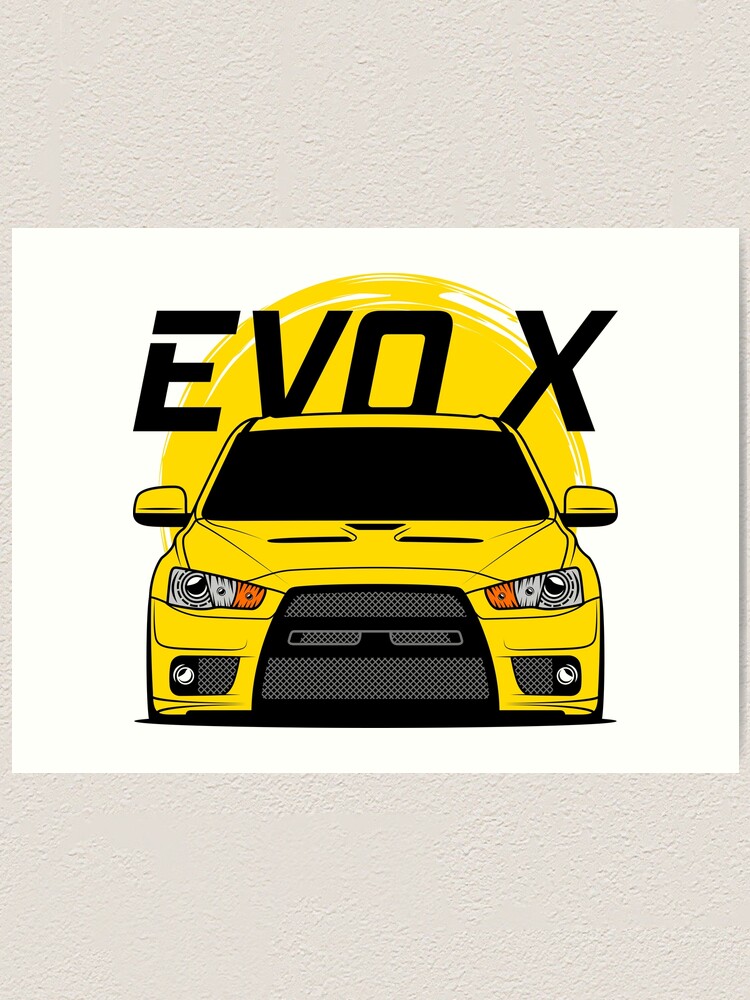 "Yellow EVO X" Art Print for Sale by goldentuners | Redbubble