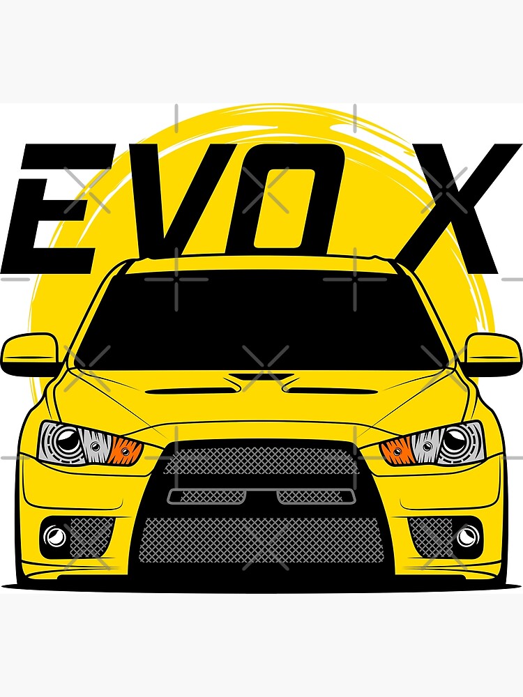 "Yellow EVO X" Art Print for Sale by goldentuners | Redbubble
