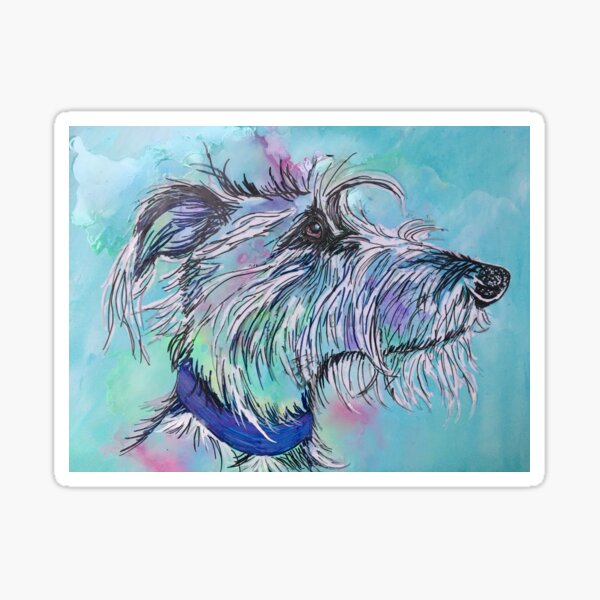 "Scruffy colourful Lurcher " Sticker for Sale by Merlinsmates | Redbubble