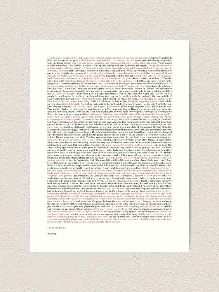 "Minecraft´s Final Poem / The End Poem" Art Print by TheNightProject ...