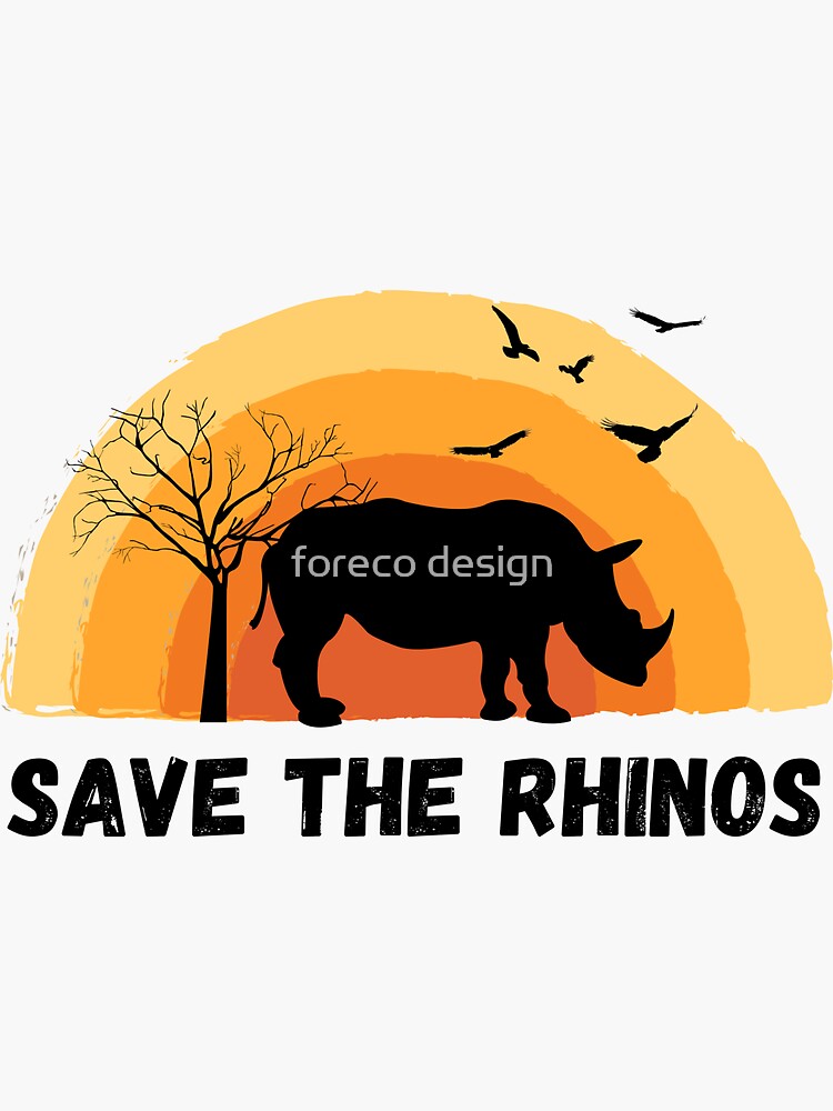 "save the rhinos - rhino conservation" Sticker for Sale by mnomades ...