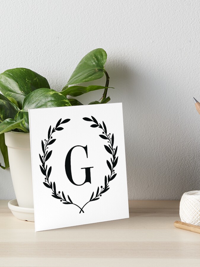 "Letter G, Laurel wreath monogram G, Initial G, Laurel frame with ...