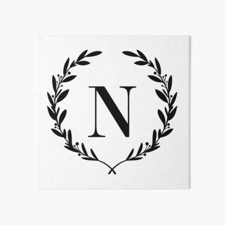 "Letter N, Laurel wreath monogram N, Initial N, Laurel frame with ...