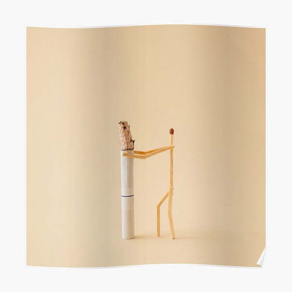 "Cigarette with Matchstick match" Poster for Sale by DrDesigner ...