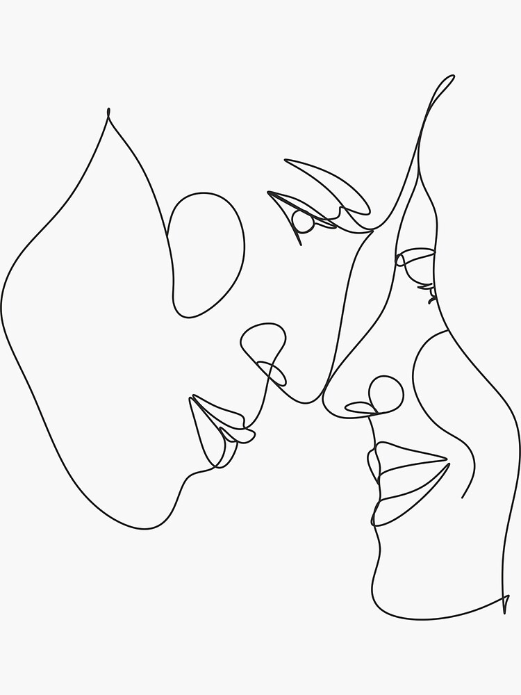 "One Line Art Couple. Men and woman. Love poster. 2 faces.Couple print ...