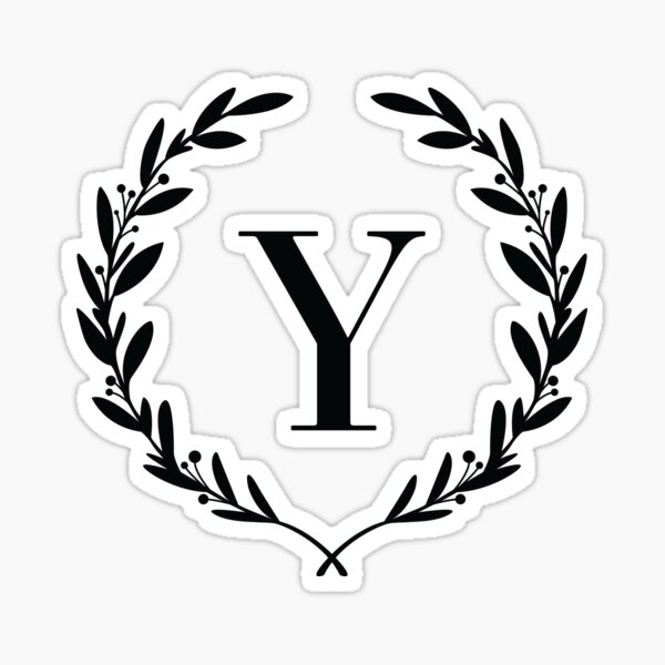 Pegatina «Letra Y, monograma de corona de laurel Y, inicial Y, marco de ...