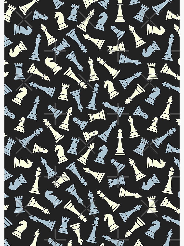 "Chess Pieces Pattern Board Game Blue and Yellow Grand Master" Poster ...