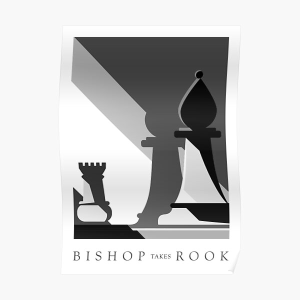 "Chess Pieces Board Game Black and White Abstract Pop Art Bishop Takes ...