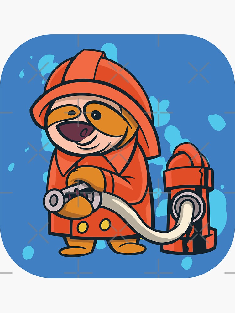"Firefighter Sloth" Sticker by infleims | Redbubble