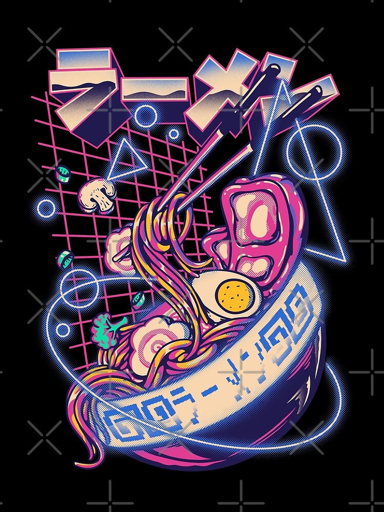 "Retrowave Ramen - Ramen Retrowave With Geometric Neon elements, Cute ...