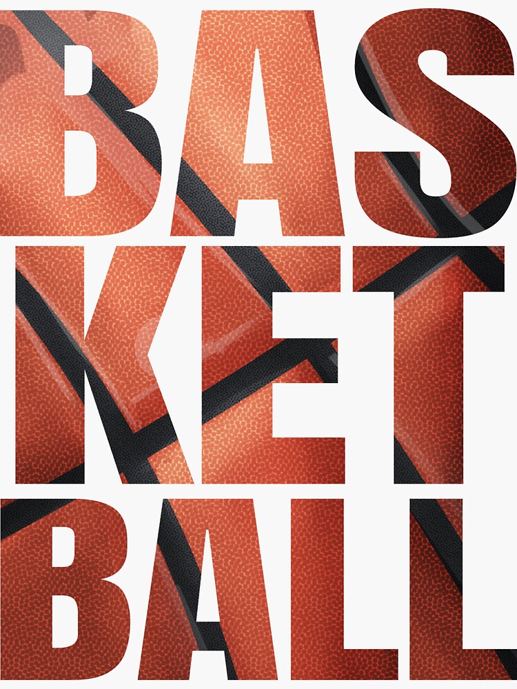 Pegatina «Letras de baloncesto con balón de fondo» de FamBleJS | Redbubble