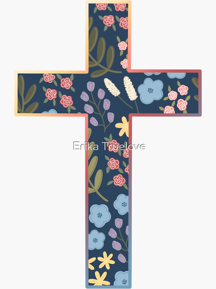 "botanical cross" Sticker for Sale by Erika-truelove | Redbubble