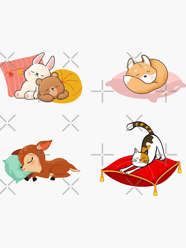 "Cute Sleepy Animals Sticker Pack" Sticker for Sale by Astrilde | Redbubble